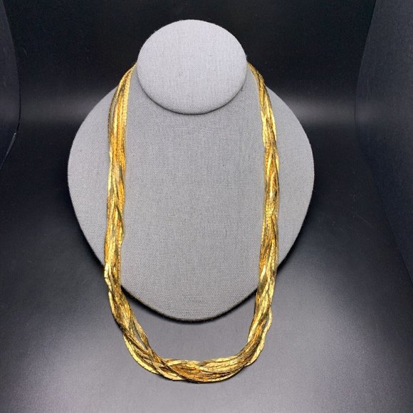 Vintage | Jewelry | Multi Cobra Chain Necklace Gold Tone Layered 24 ...